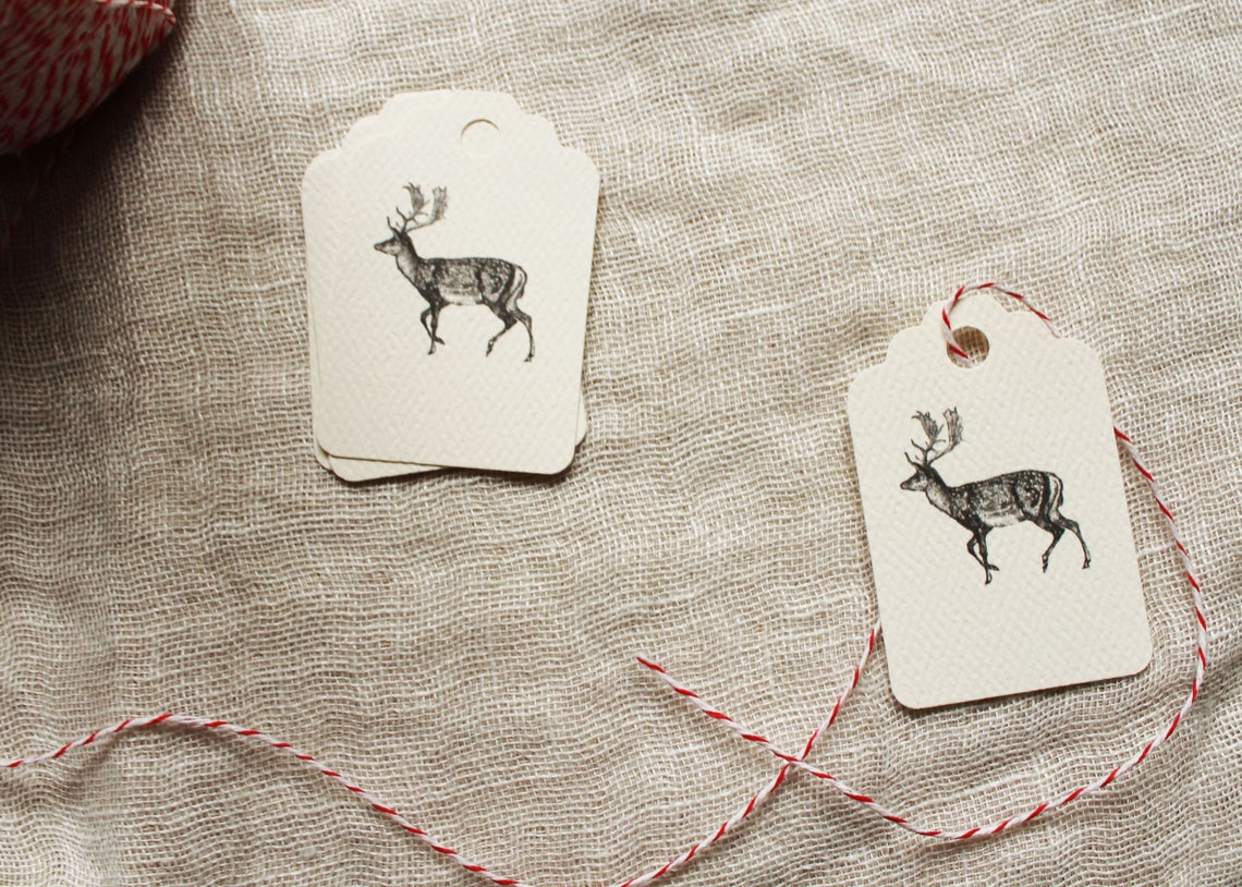 Reindeer Holiday Paper Gift Tags Set of 24 - Etsy