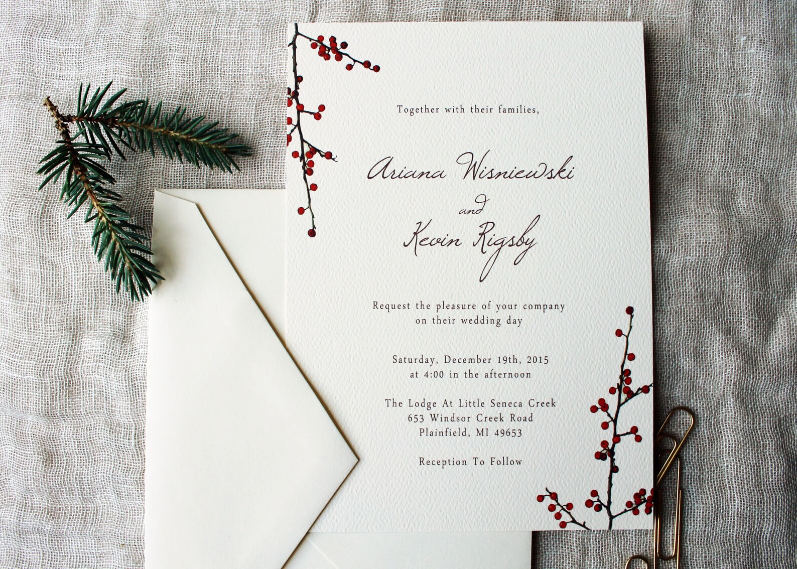 Berry Wedding Invitation Suite | Winter Wedding Invitation Set ...