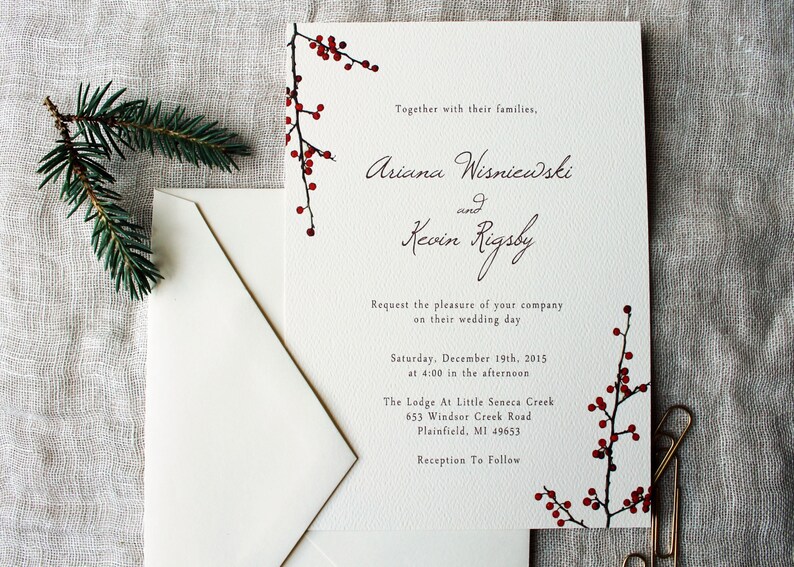 Berry Wedding Invitation Suite | Winter Wedding Invitation Set ...