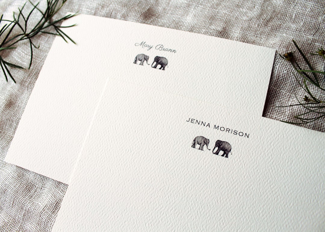 Elephant Note Cards With Envelopes | Set of 24 Safari Cards | Custom ...