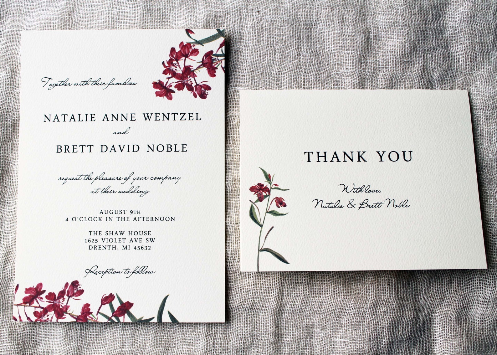 Fireweed Floral Wedding Invitation Template | Editable Floral Wedding ...