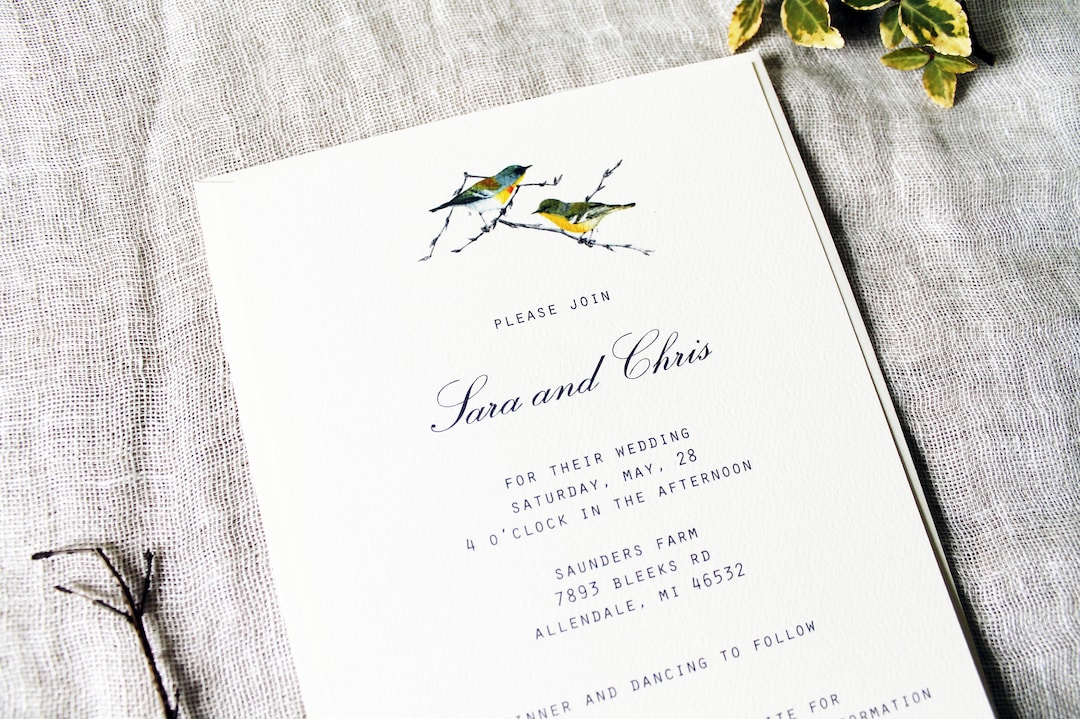 Bird Wedding Invitation Set | Rustic Wedding Invitation Download ...