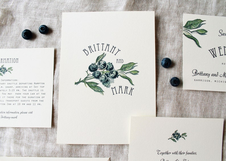 Blue Wedding Invitation Template Blueberry Invitation - Etsy