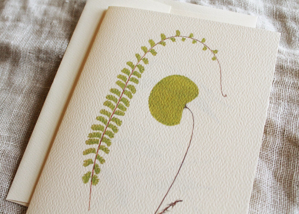 Green Fern Greeting Cards with Envelopes Botanical Folded | Etsy