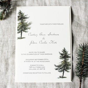 Pine Tree Wedding Invitation Template | Rustic Pine Wedding Invitation ...