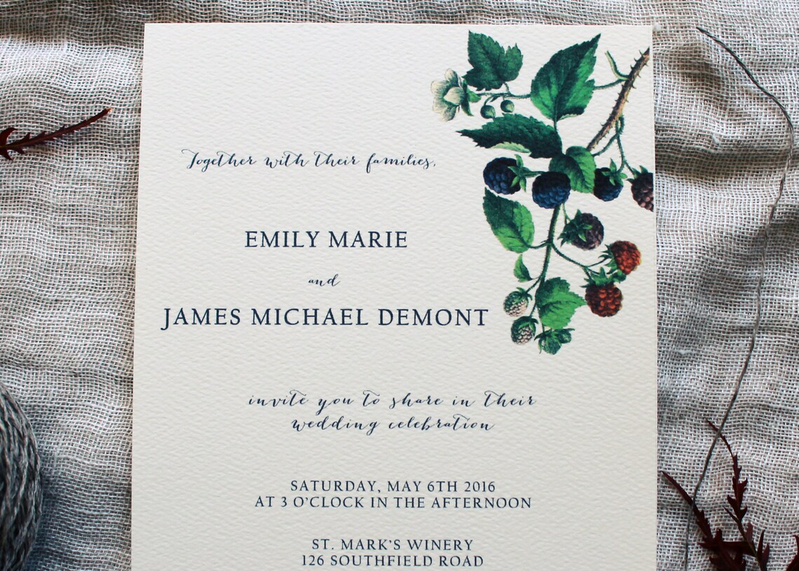 Berry Wedding Invitations Templates | Blackberry Wedding Invitation ...