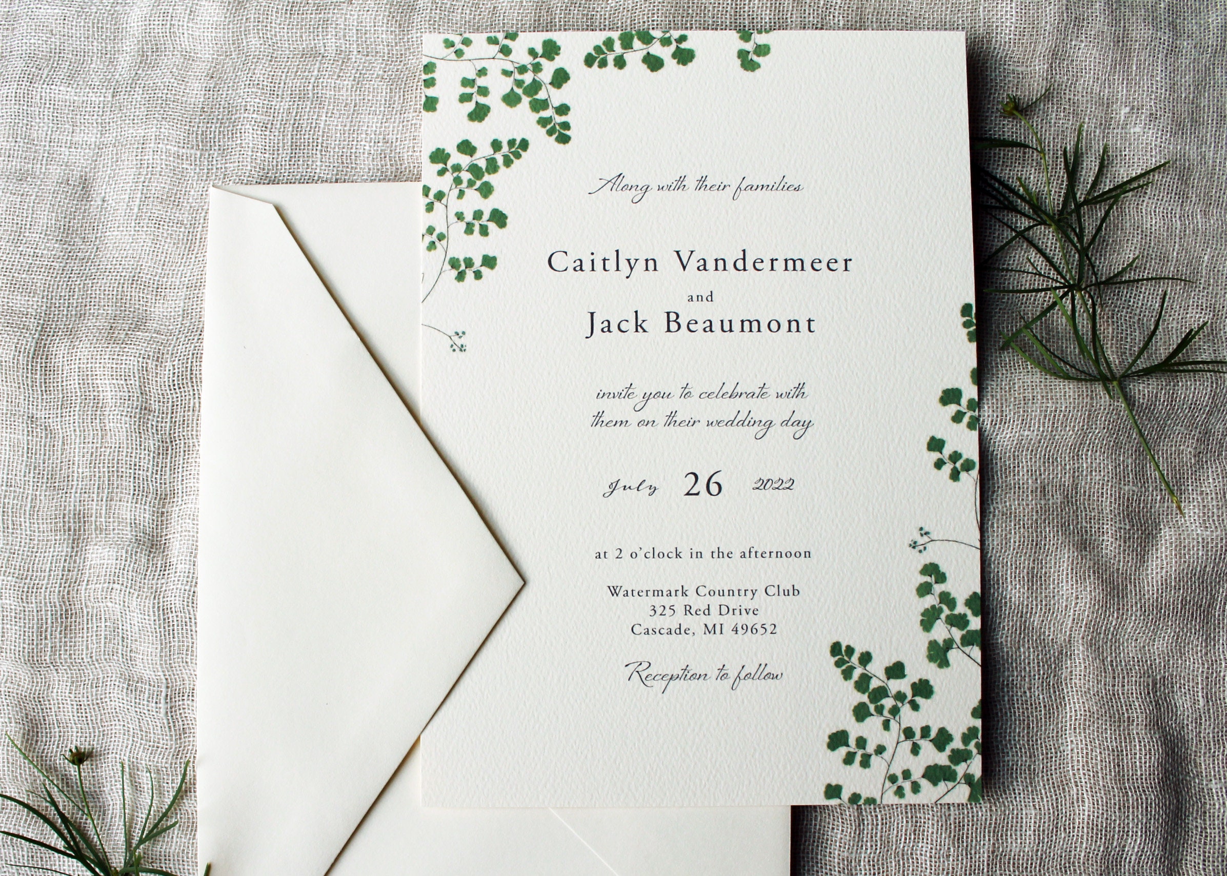 Fern Wedding Invitation Suite Greenery Wedding Invitations | Etsy