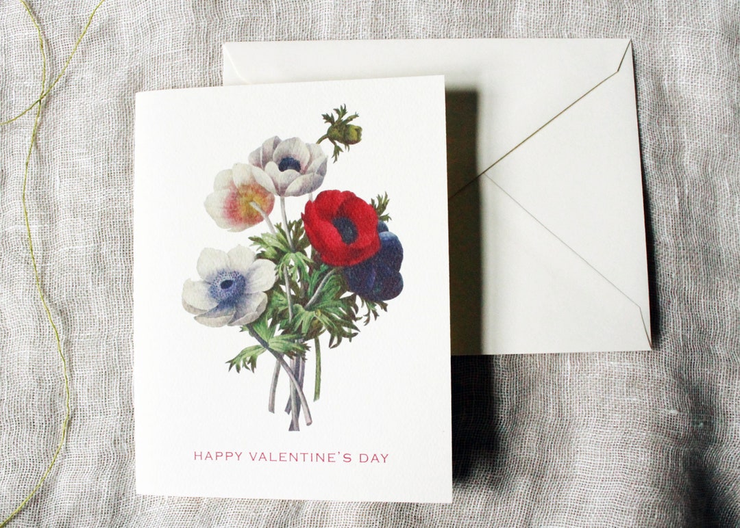 Valentine's Day Cards Flower Bouquet | Valentine Cards Set of 6 ...
