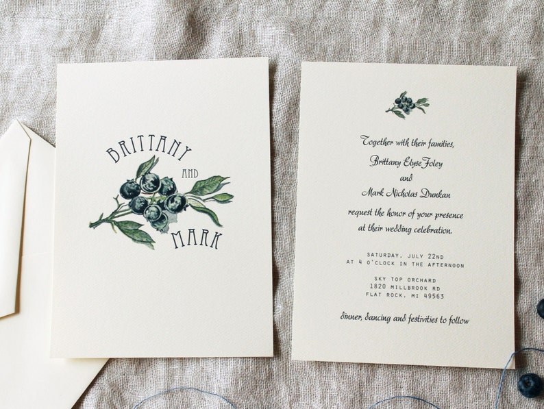 Blue Wedding Invitation Template Blueberry Invitation | Etsy