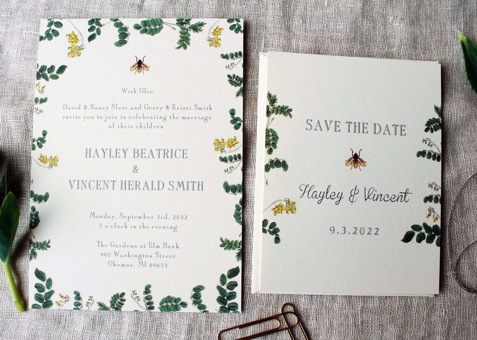 Bee Wedding Invitation Suite | Honey Bee Wedding Invitation Printed ...
