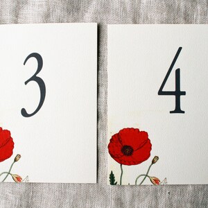 Poppy Wedding Table Numbers | Table Numbers Printable | Table Numbers ...
