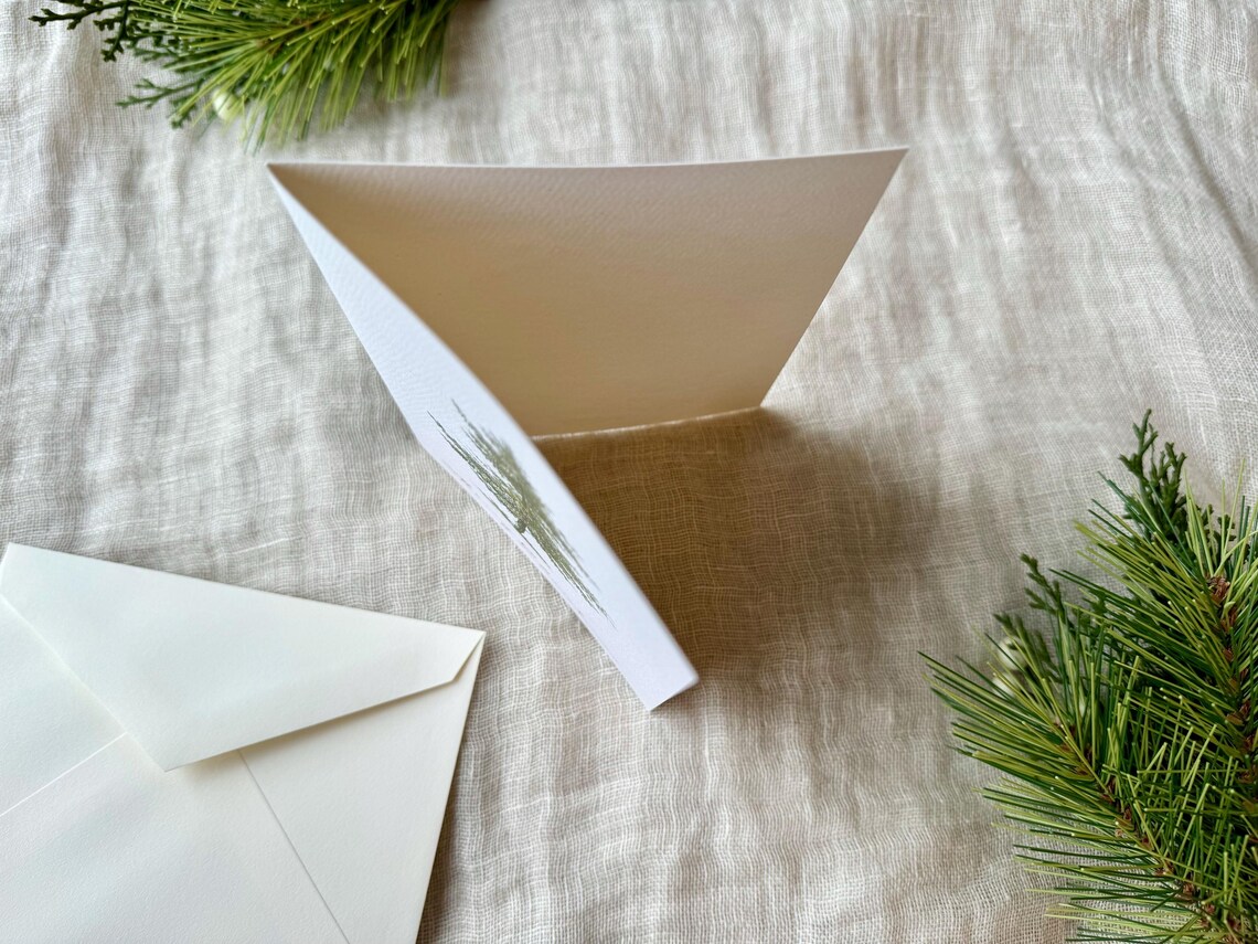 Pine Tree Christmas Cards Set of 10 Folded With Envelopes - Etsy