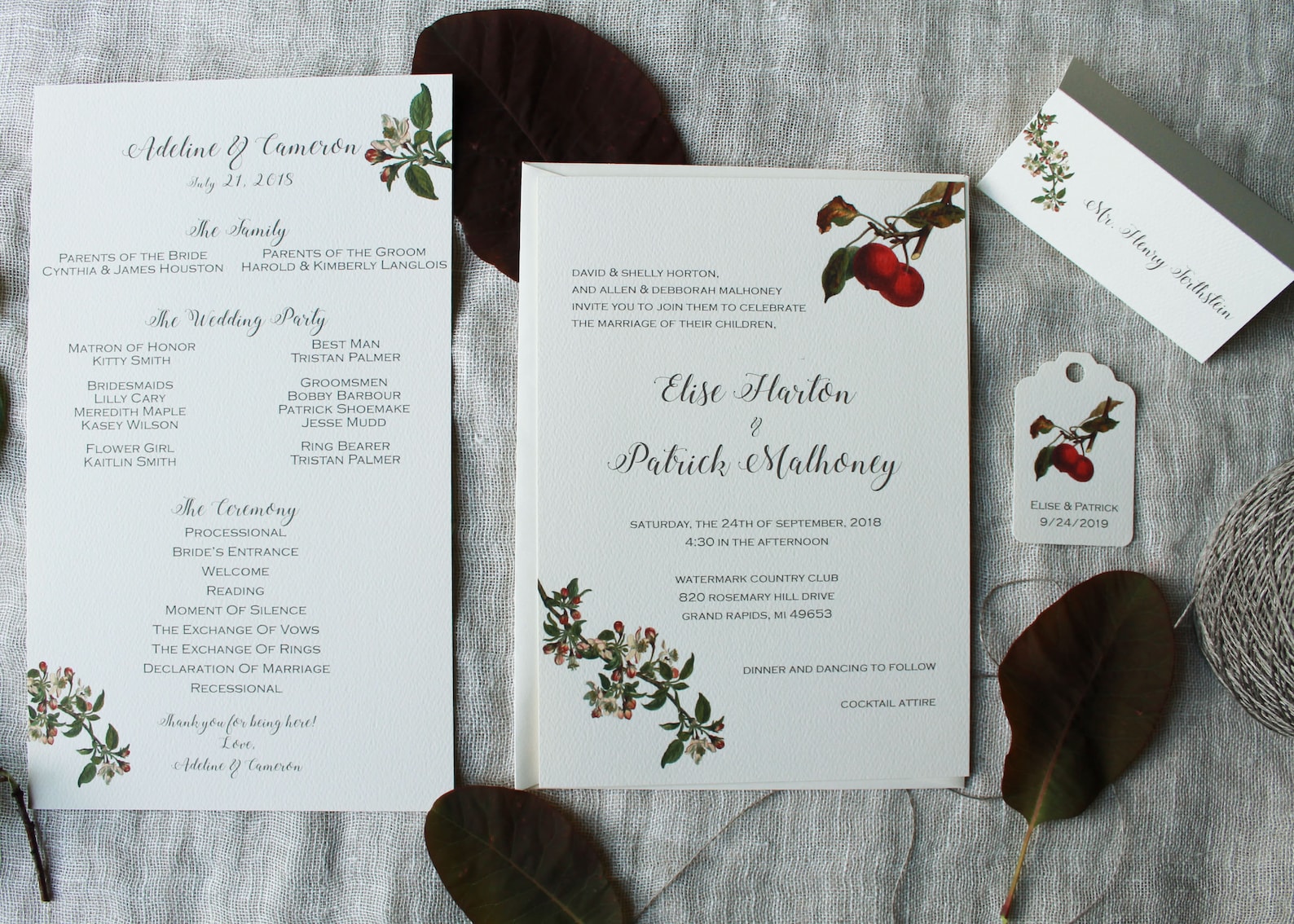 Apple Wedding Invitation Set Fall Wedding Invitations | Etsy