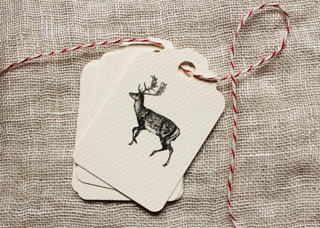 Reindeer Holiday Paper Gift Tags Set of 24 - Etsy