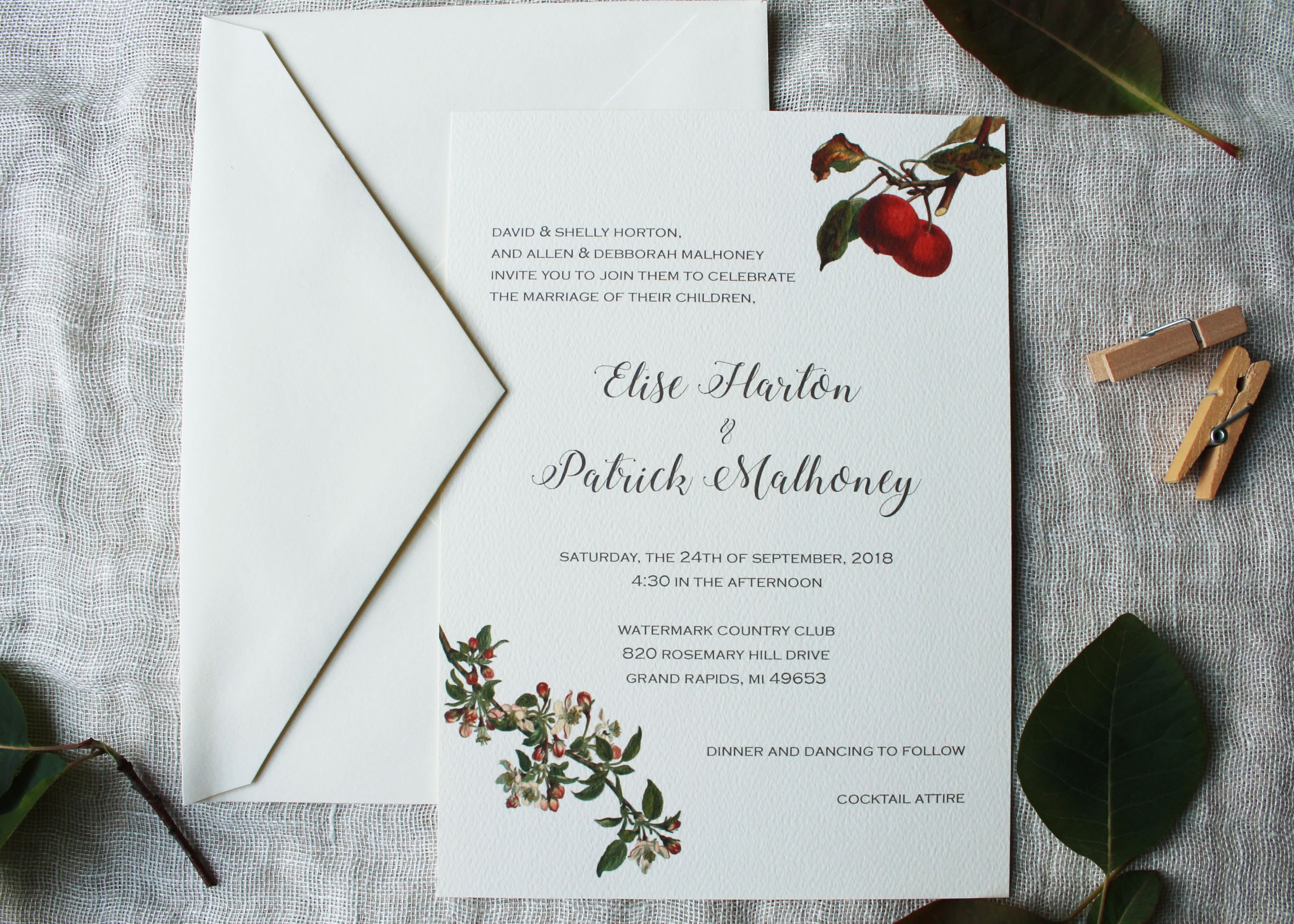 Apple Wedding Invitation Set | Fall Wedding Invitations Handmade ...