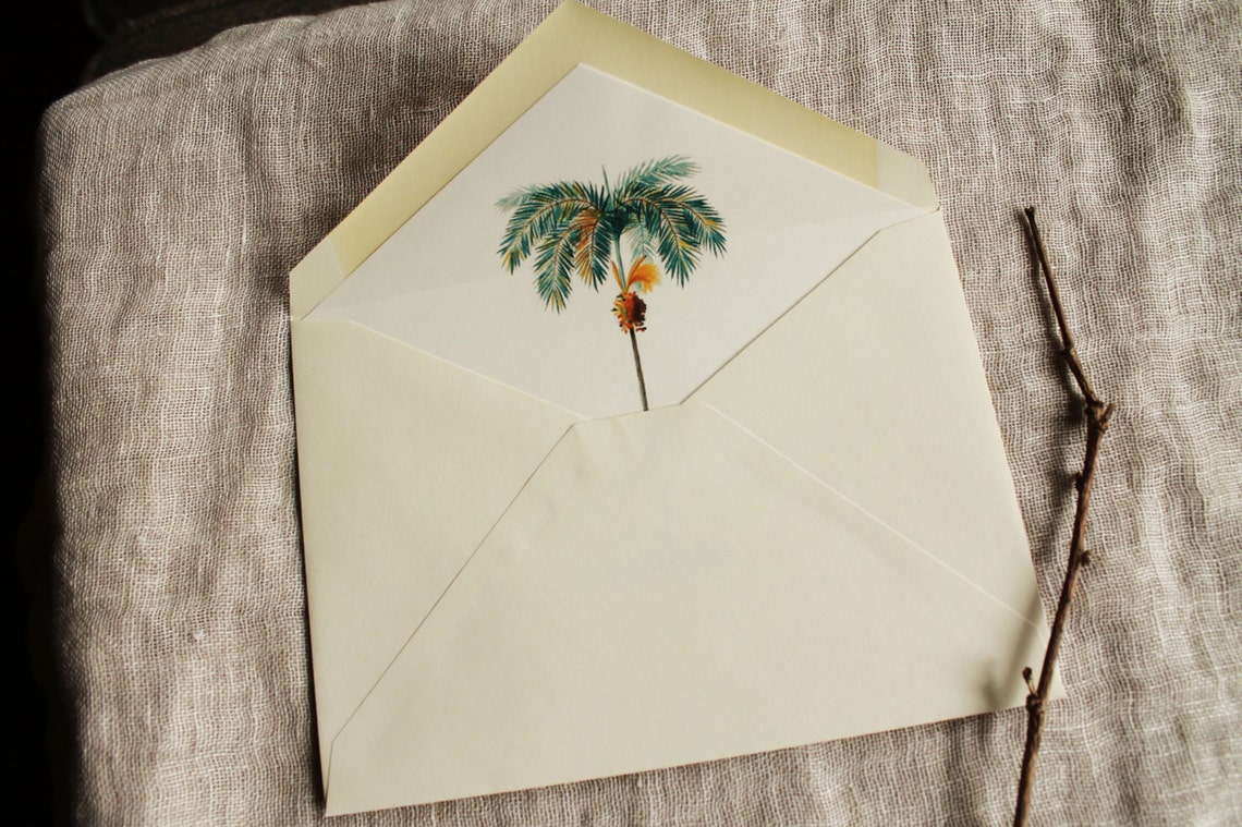 Palm Tree Envelope Liners | Tropical Envelope Liner | Lined Envelopes ...