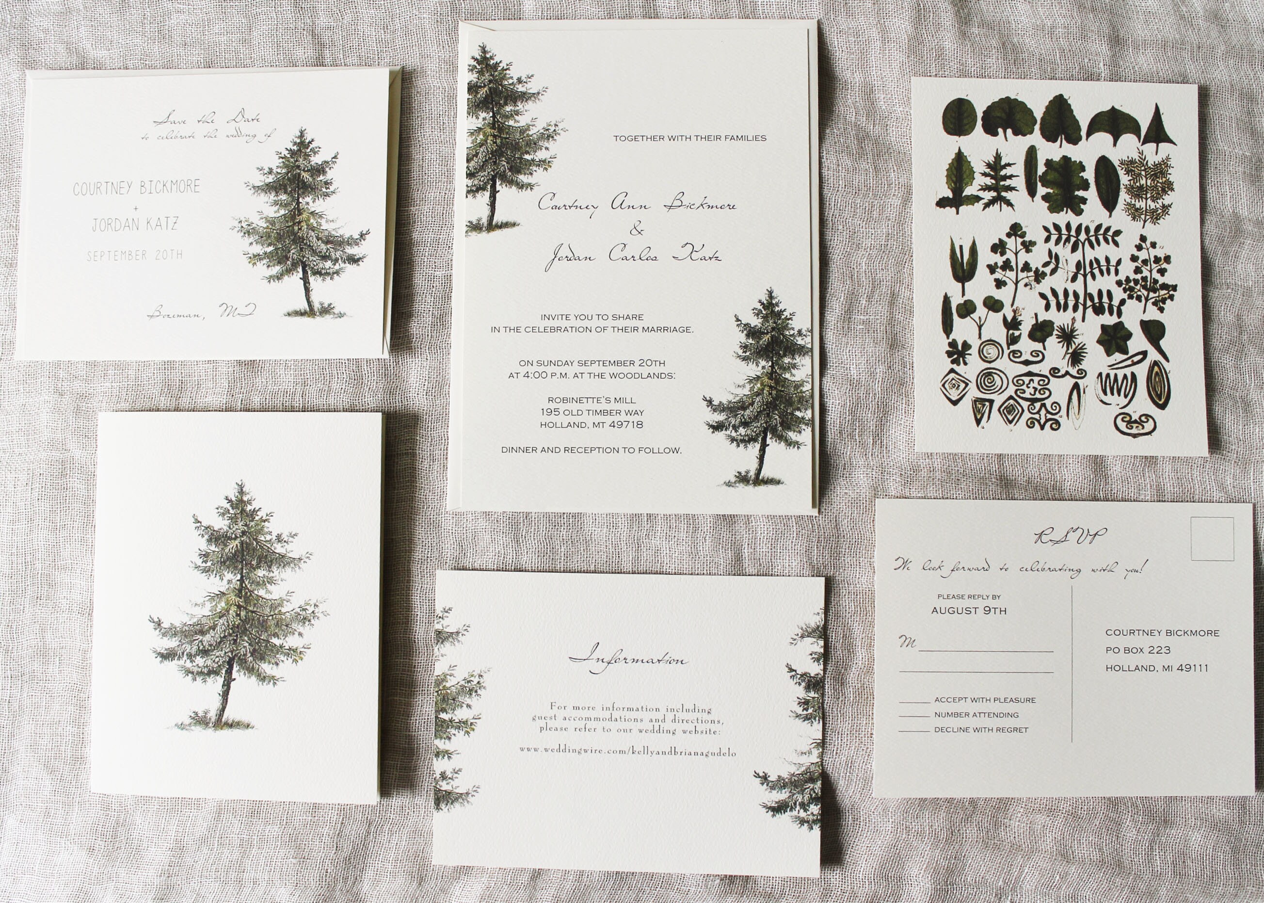 Pine Tree Wedding Invitation Suite Rustic Wedding Invitation - Etsy