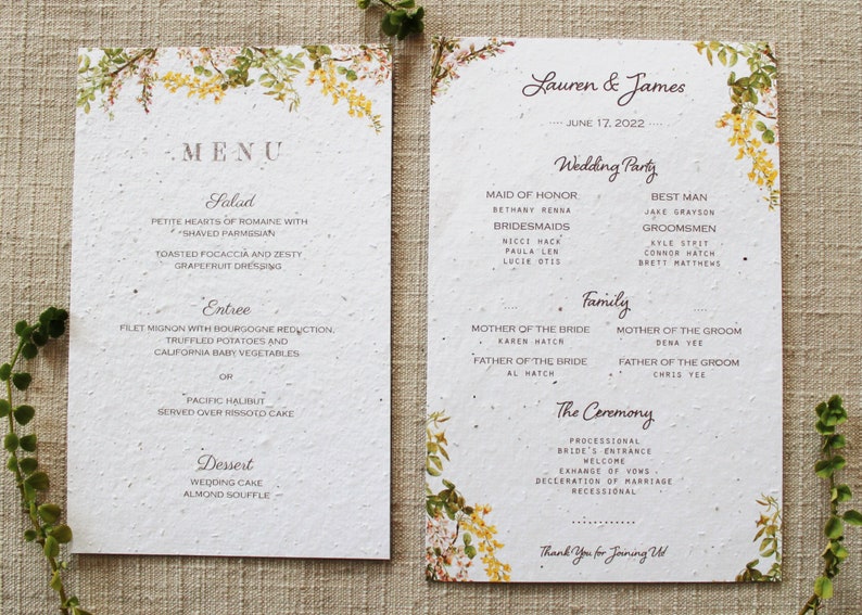Eco-friendly Seed Paper Wedding Invite | Handcrafted With Wildflower ...