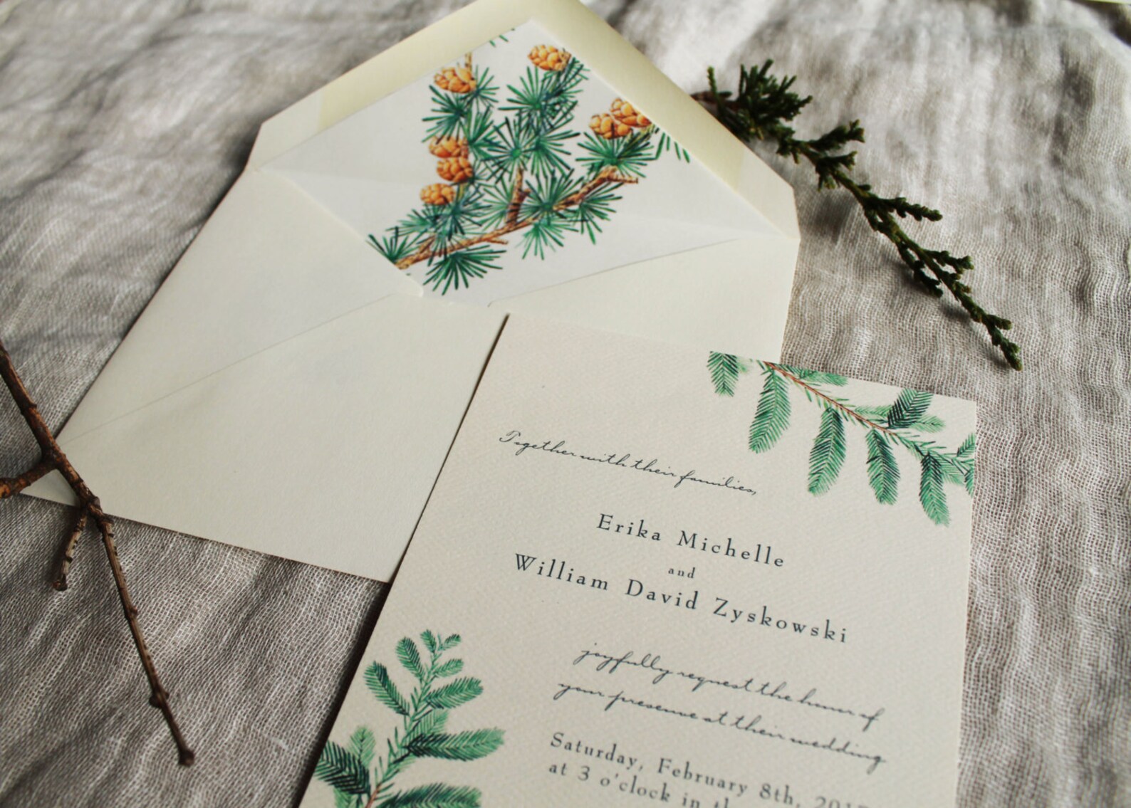 Pine Cone Envelope Liners | Botanical Envelope Liners A7 | Rustic Lined ...