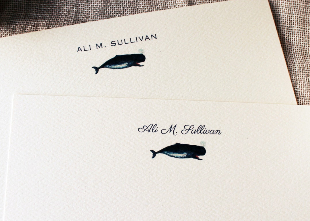 Whale Note Cards With Envelopes | Set of 24 Personalized Notecard Set ...