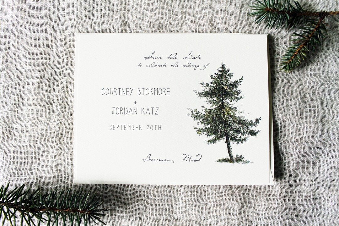 Pine Tree Save the Date Template | DIY Rustic Save the Date Template ...