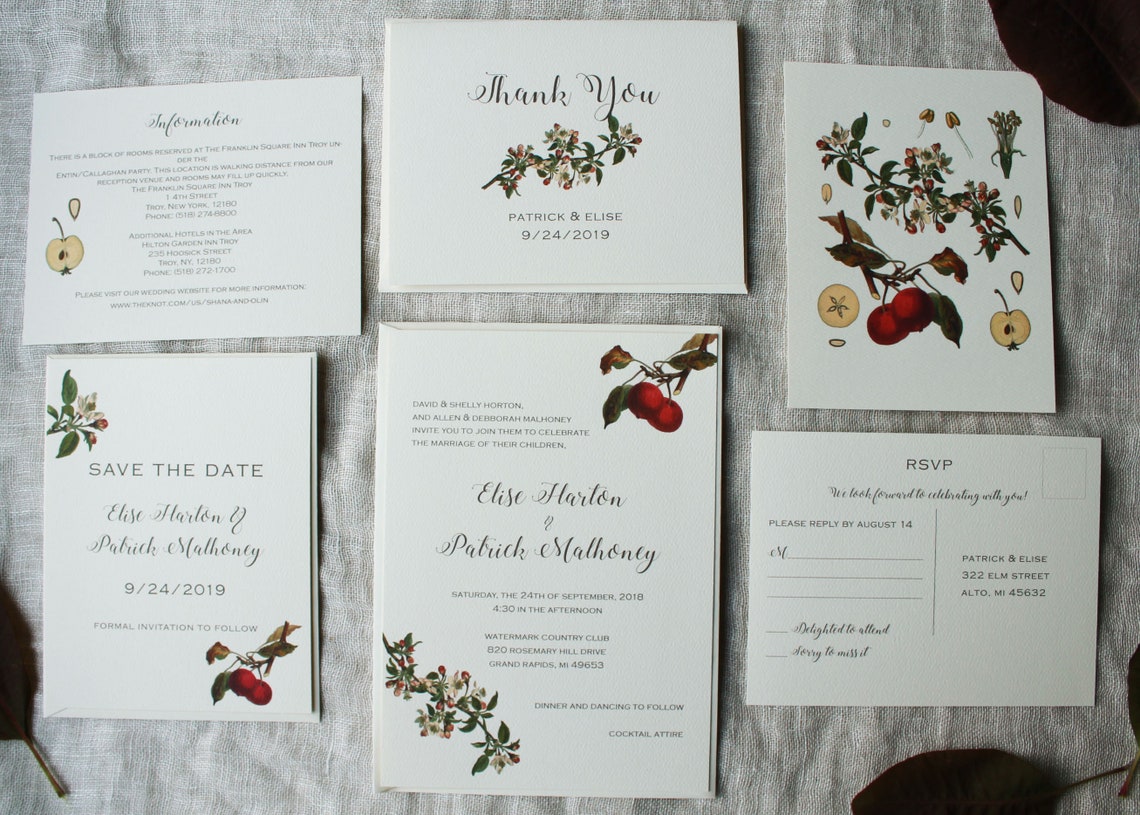 Apple Wedding Invitation Set Fall Wedding Invitations | Etsy