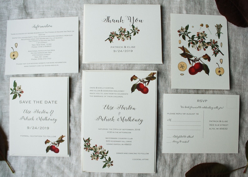 Apple Wedding Invitation Set Fall Wedding Invitations | Etsy
