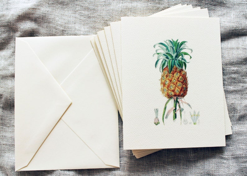 Pineapple Blank Folded Note Cards with Envelopes Pineapple | Etsy