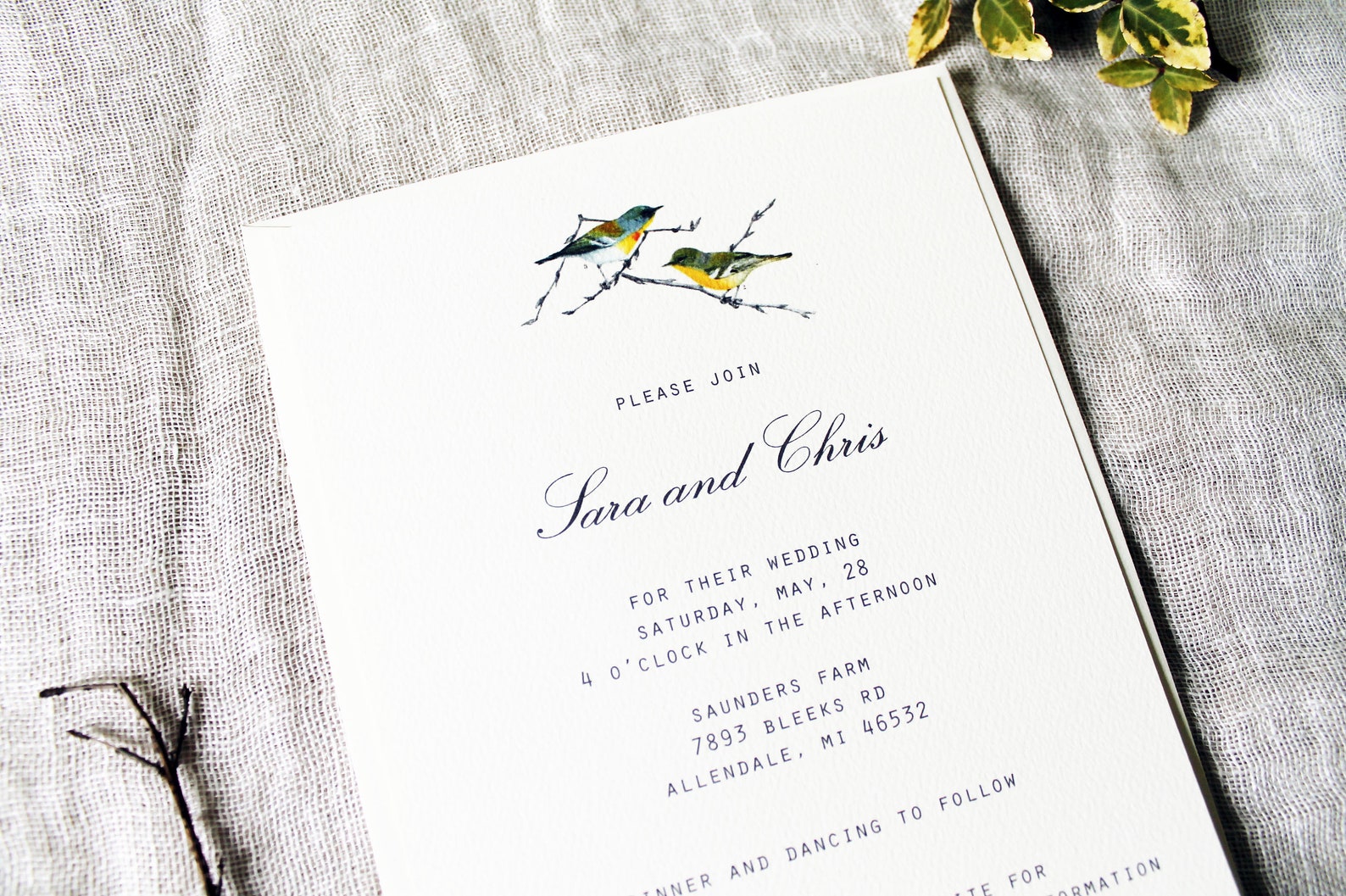 Bird Wedding Invitation Template | Bird Wedding Suite Editable | Bird ...