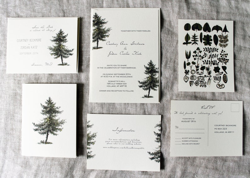 Pine Tree Wedding Invitation Template Rustic Pine Wedding | Etsy
