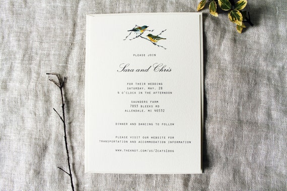Bird Wedding Invitation Template Bird Wedding Suite Editable | Etsy
