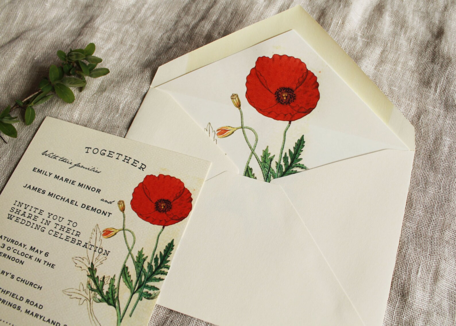Red Poppy Envelope Liner Floral Lined Envelopes A2 Flower - Etsy