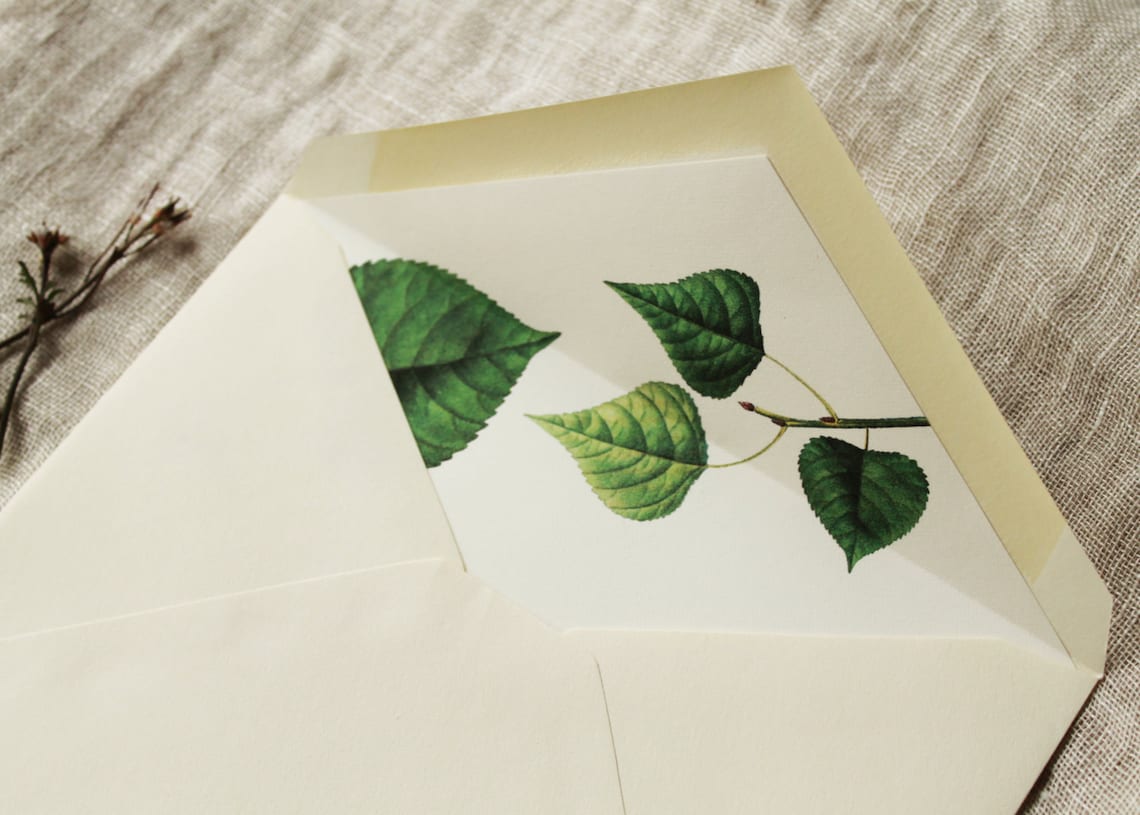 Leaf Envelope Liner Download Botanical Lined Envelopes A2 - Etsy