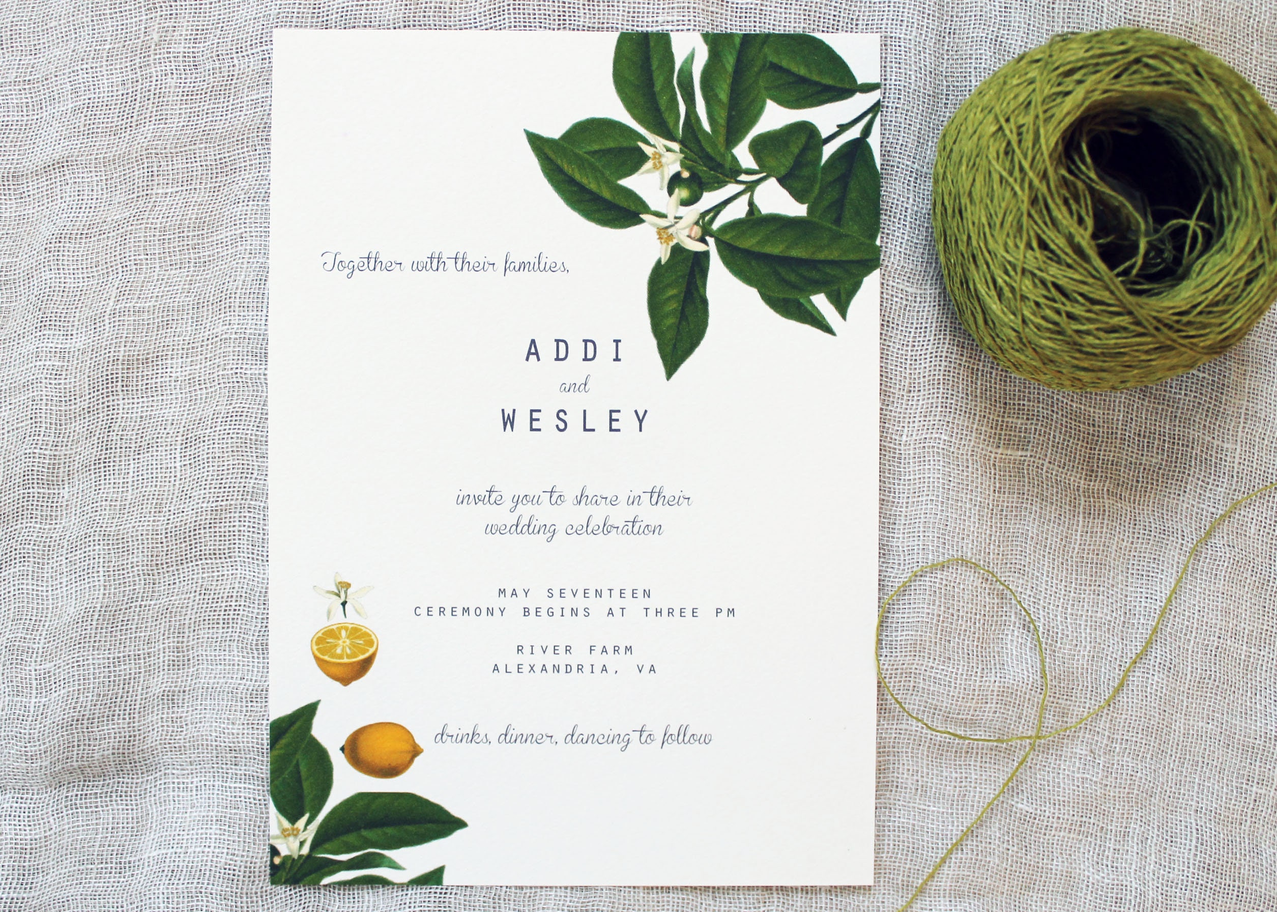 Lemon Wedding Invitation Set Citrus Wedding Invitation | Etsy