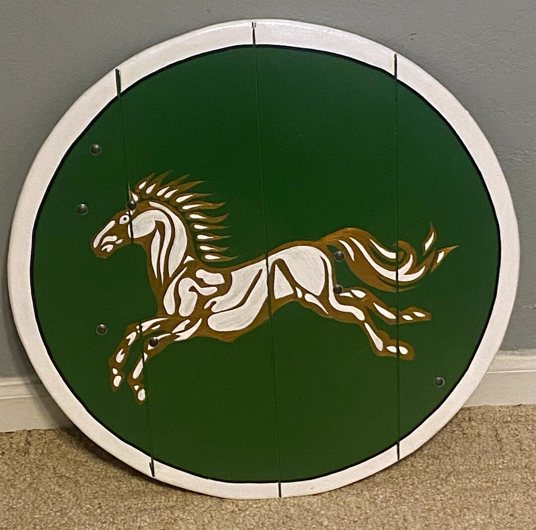 Running Horse Shield Green Field 24 Inch Round Shield, Medieval, Knight ...