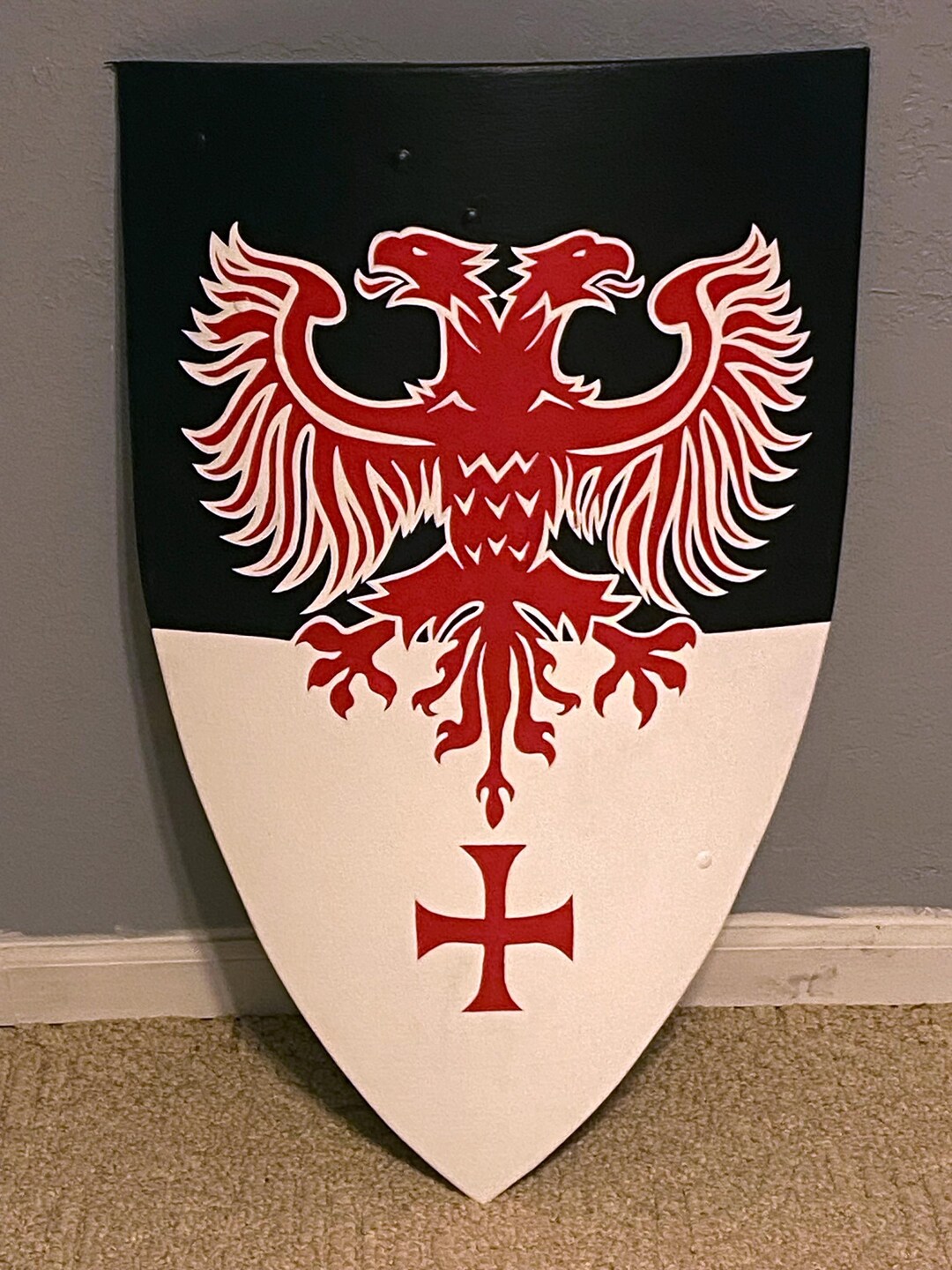 Large Double Eagle Medieval Shield, 22 Inch by 34 Inch, Medieval, Knight, LARP, SCA, History ...