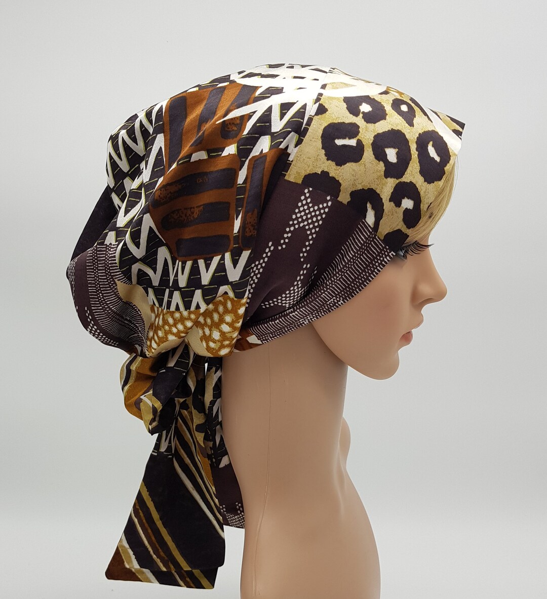 Satin Lined Head Wear for Women, Tichel, Natural Curly Hair Bonnet With ...