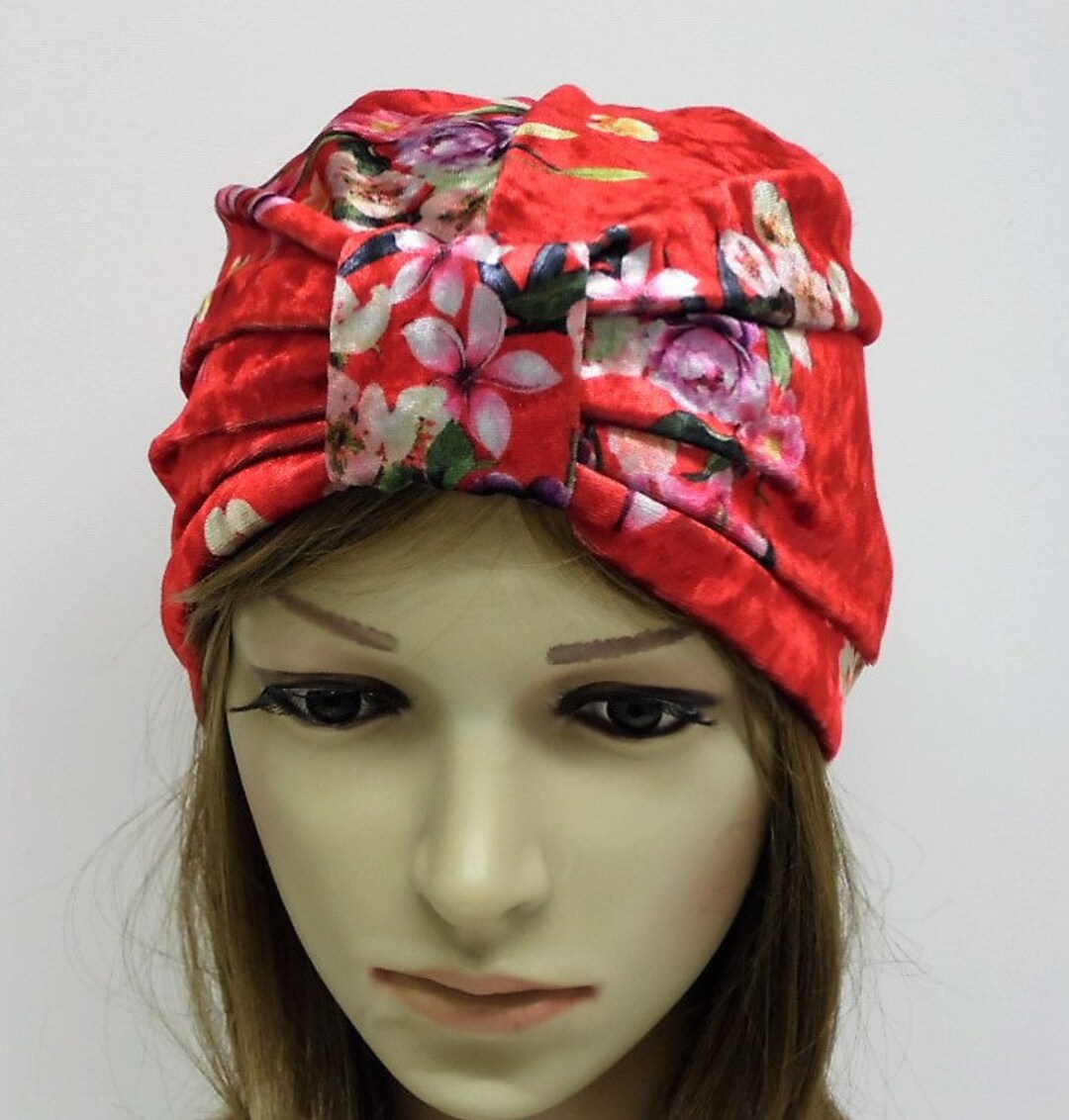 Floral Turban Hat for Women Velvet Turban Red Turban Top - Etsy