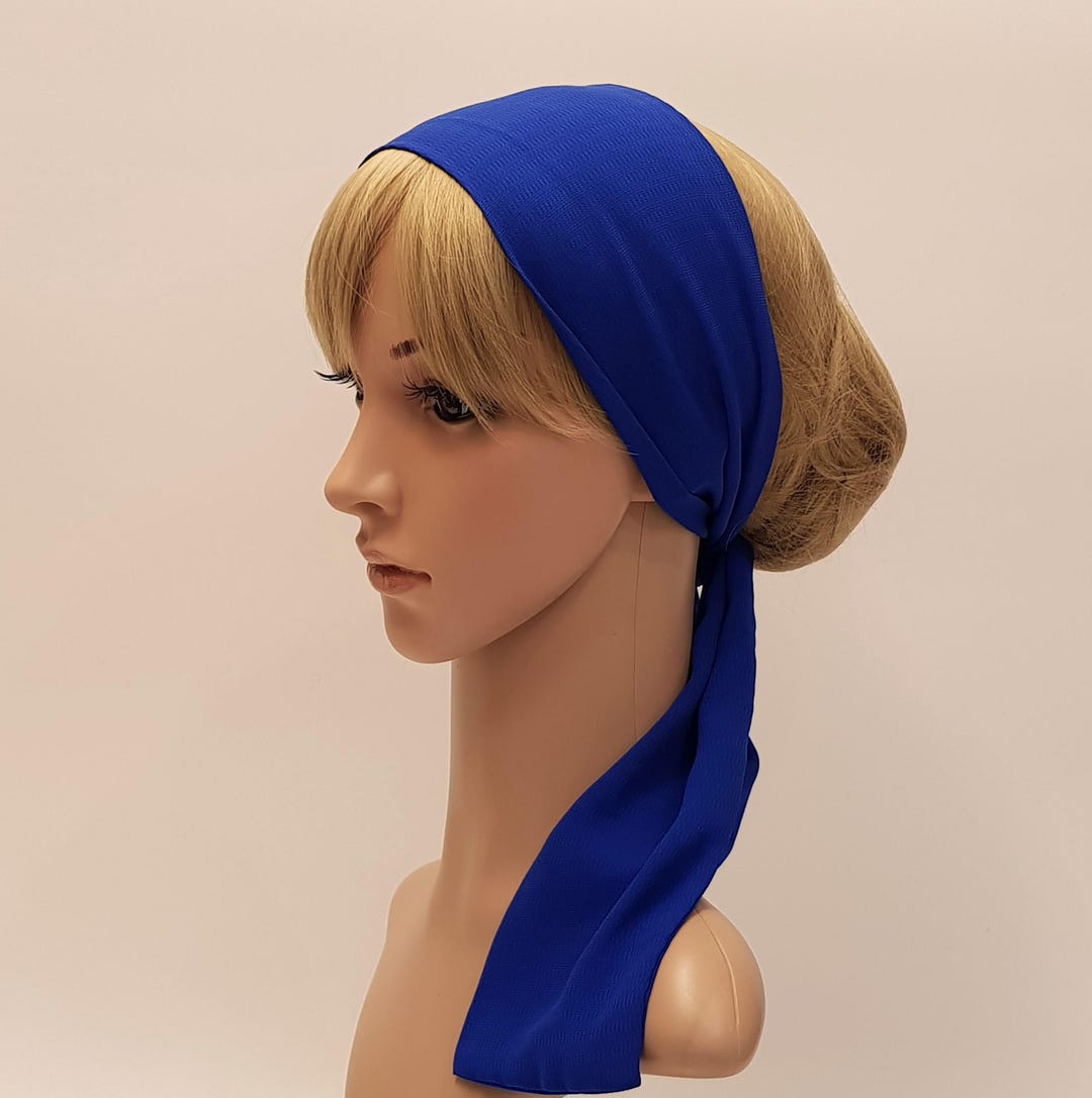 Royal Blue Long Hair Scarf, Pin up Style Hair Tie, Summer Head Scarf ...