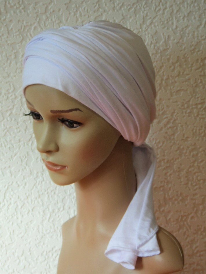 Full Head Covering Chemo Head Wear White Turban Volume - Etsy