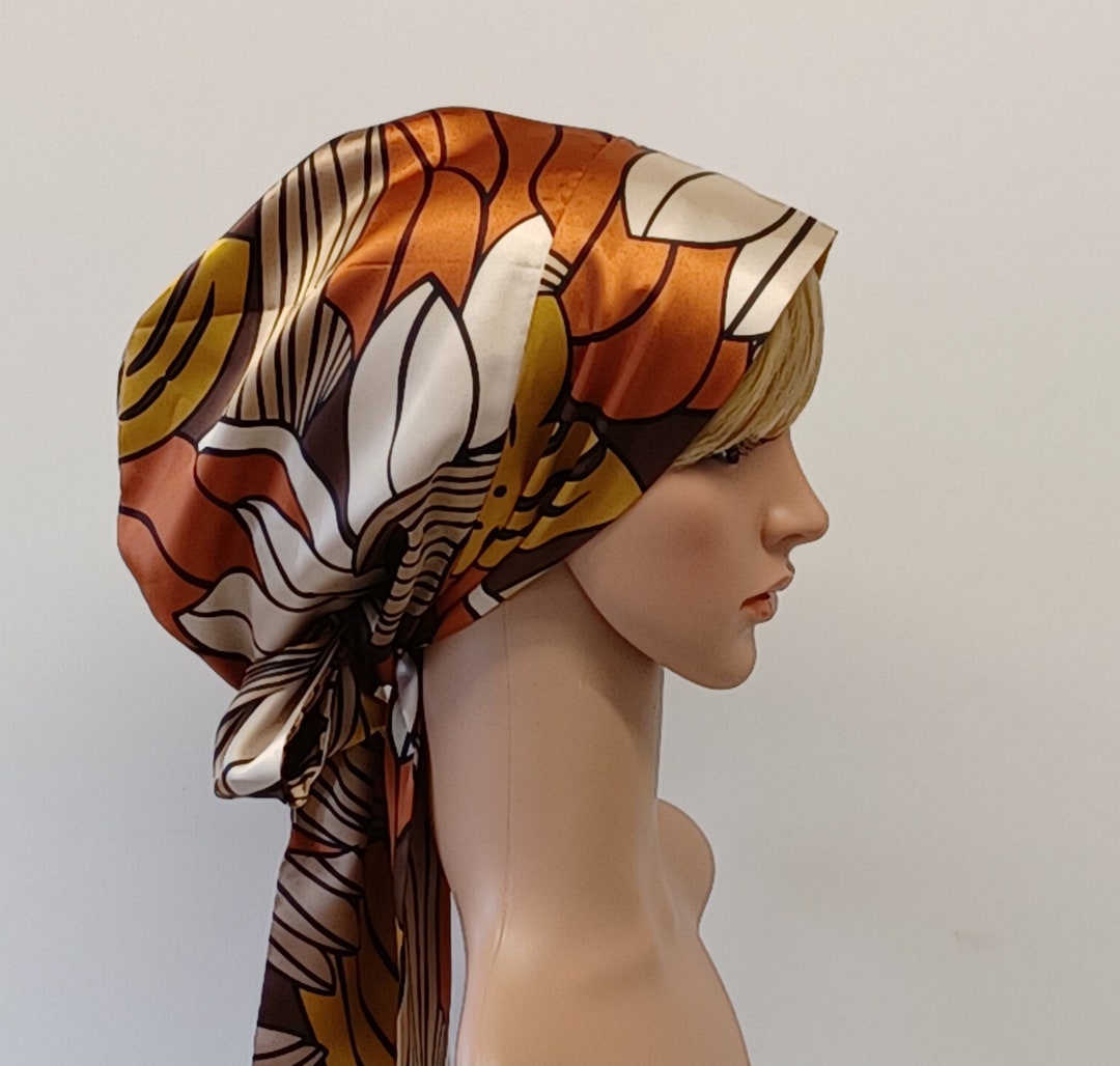 Satin Bonnet With Long Ties, Satin Lined Head Wear for Women, Messy ...