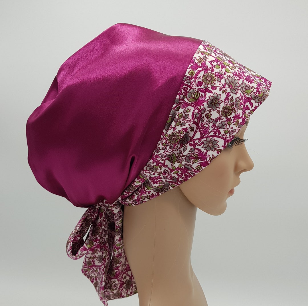 Satin Head Snood, Natural Curly Hair Scarf, Lined Bonnet With Ties, Bad ...