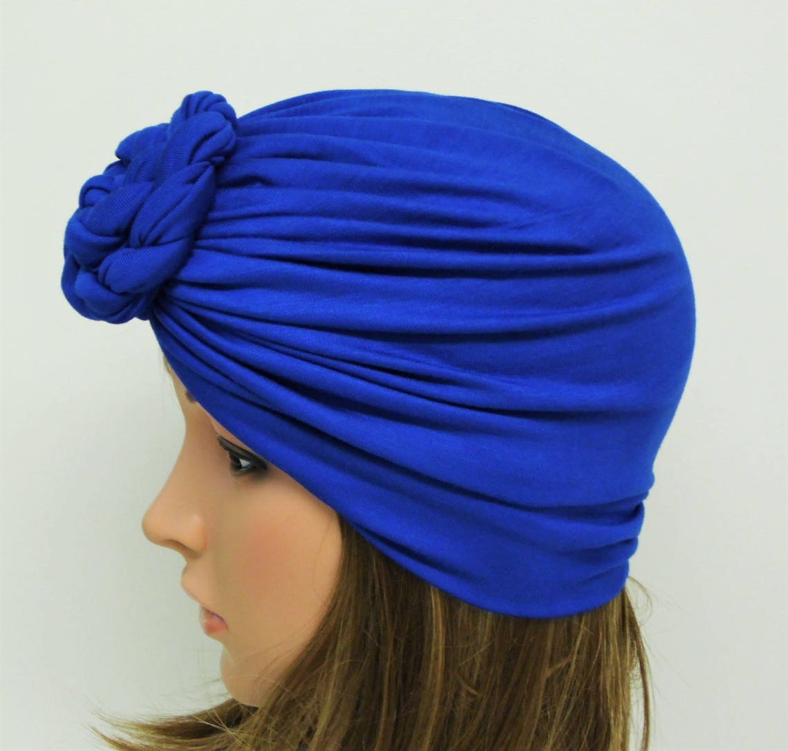 Royal Blue Front Knotted Turban For Women Fashion Turban Etsy Uk