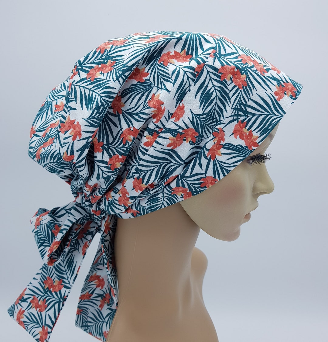 Cotton Bonnet for Women, Lined Hair Covering, Chef's Cap, Messy Hair ...