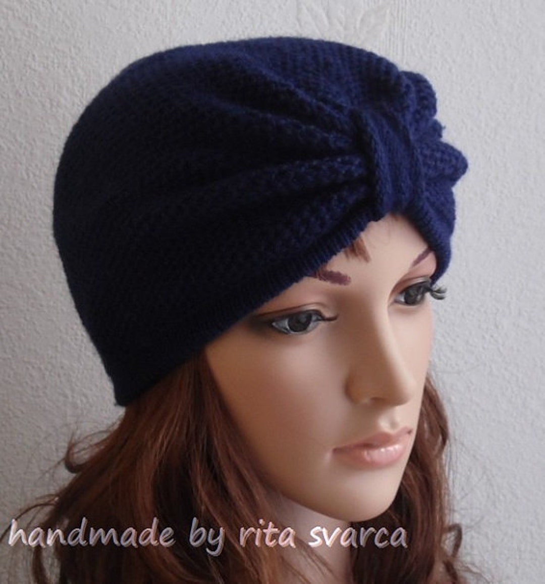 Handmade Knitted Turban Hat, Front Knotted Turban, Knitted Women's Hat ...