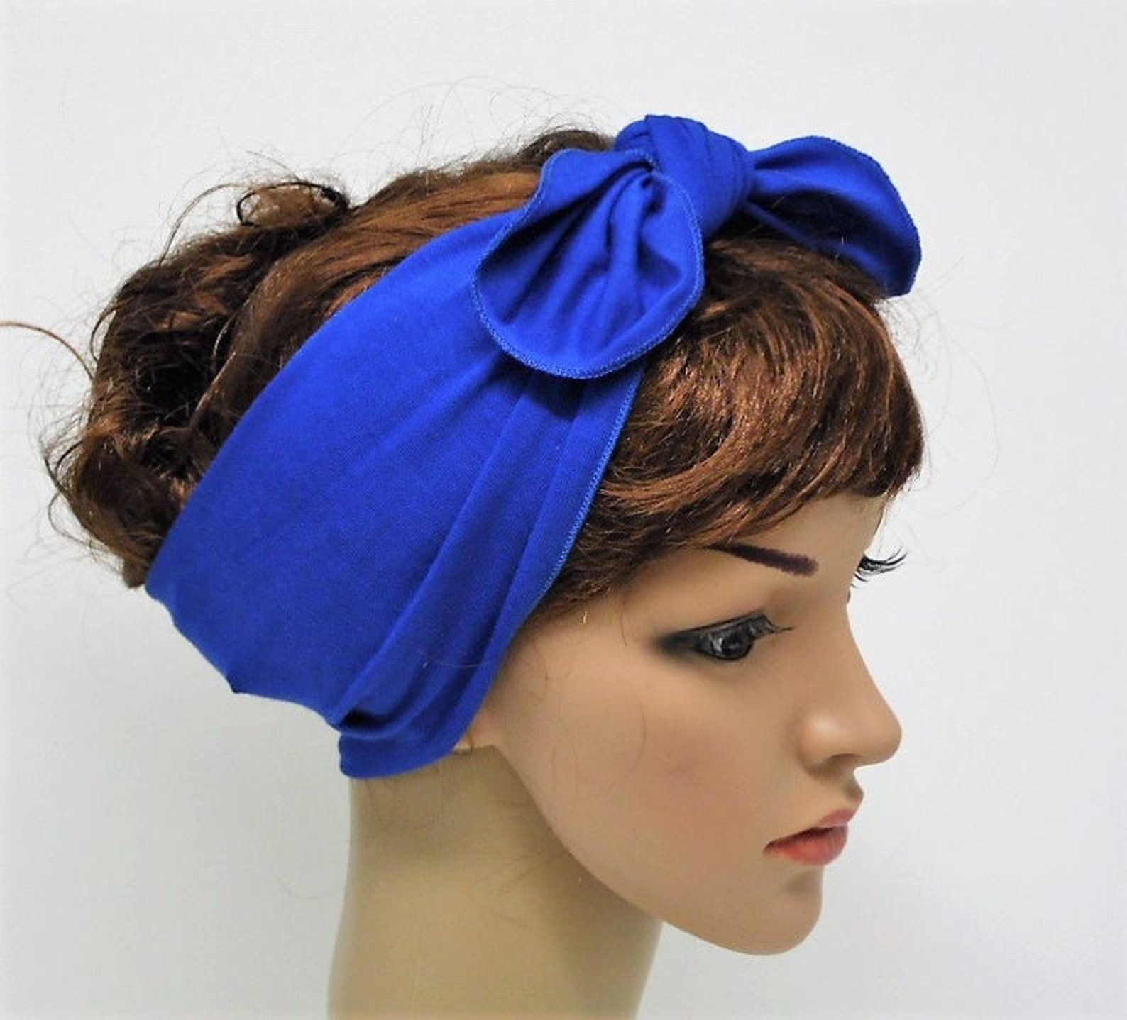 Tie up Headband, Royal Blue Head Scarf, Pin up Hair Scarf, Rockabilly ...