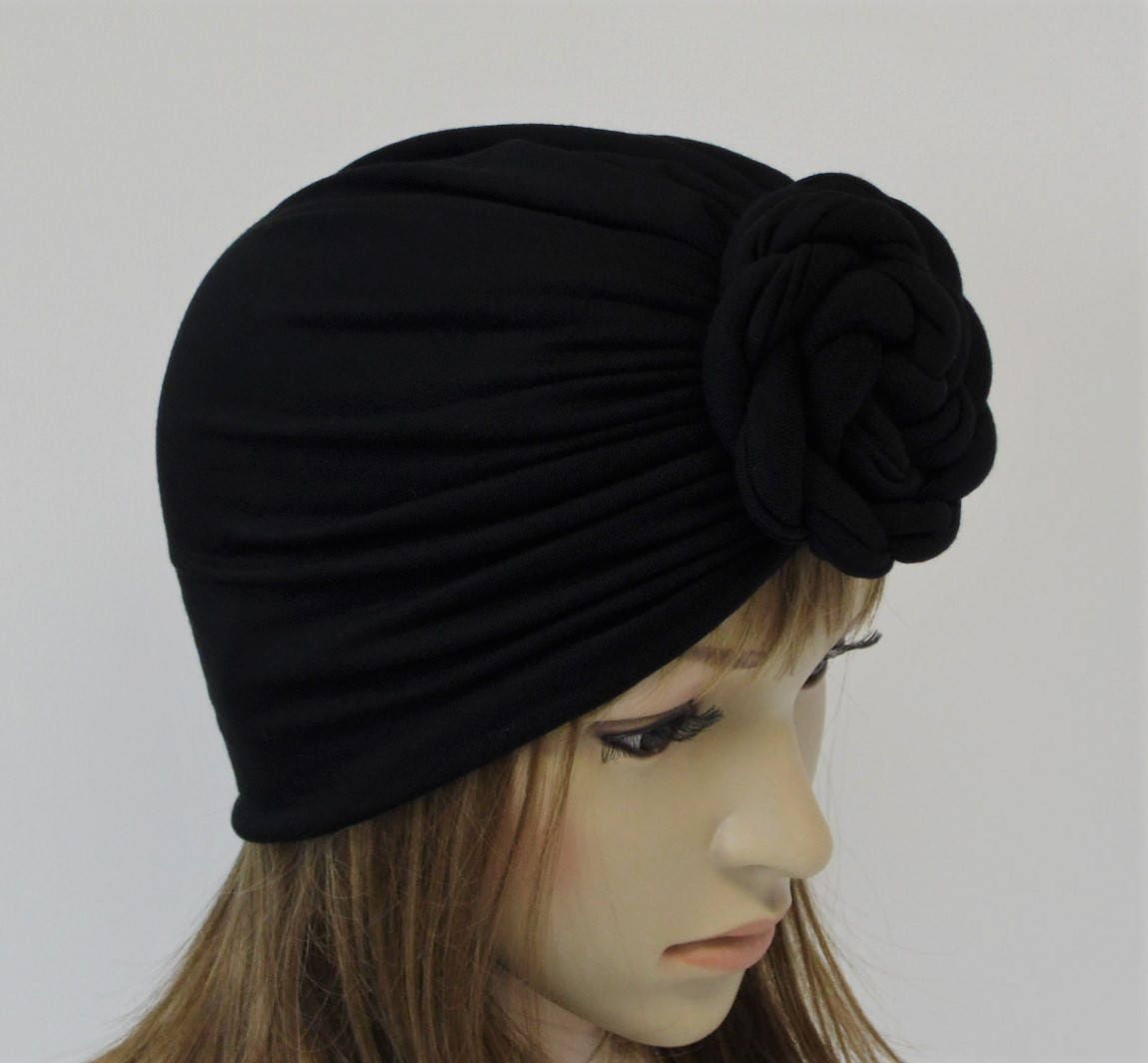 Black Turban Hat Front Knotted Turban Elegant Head Wear - Etsy UK