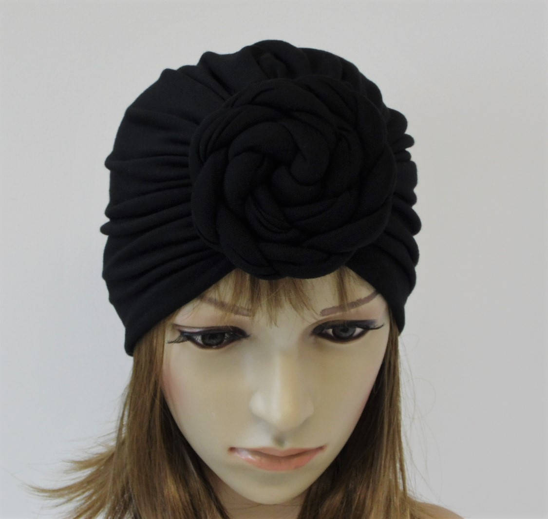 Black Turban Hat Front Knotted Turban Elegant Head Wear - Etsy UK