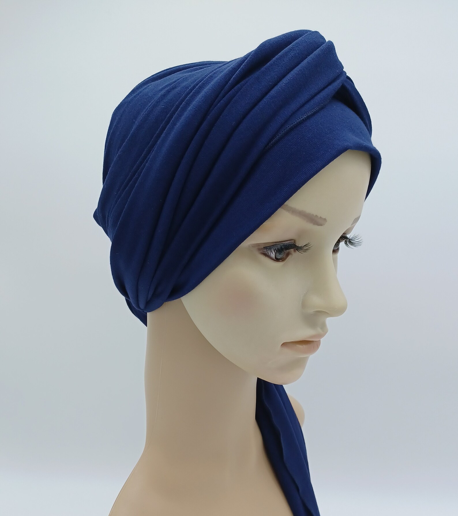 Full Head Covering Navy Blue Head Snood Stretchy Head Wrap | Etsy