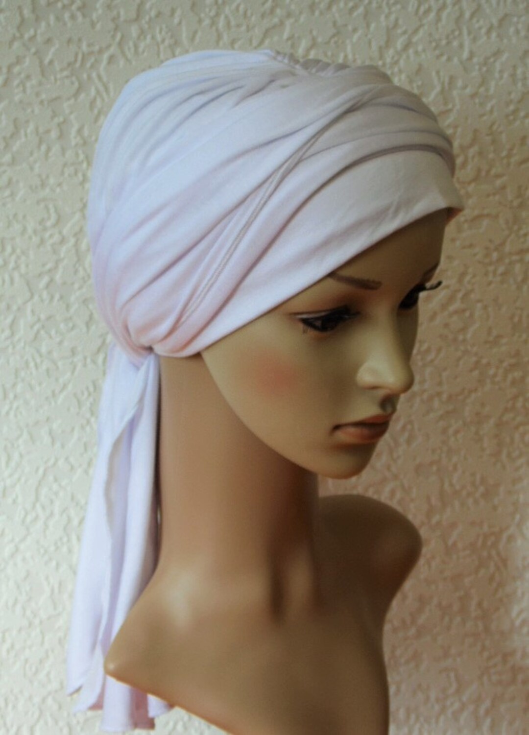 Full Head Covering, Chemo Head Wear, White Turban, Volume Turban With ...